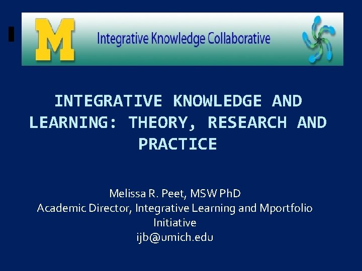 INTEGRATIVE KNOWLEDGE AND LEARNING THEORY RESEARCH AND PRACTICE
