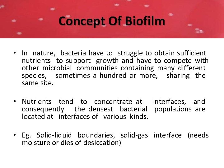 PROPERTIES OF BIOFILM Presented by Dr Krishna Das