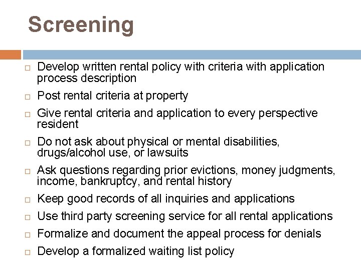 LANDLORD BEST PRACTICES FOR FAIR HOUSING COMPLIANCE Why