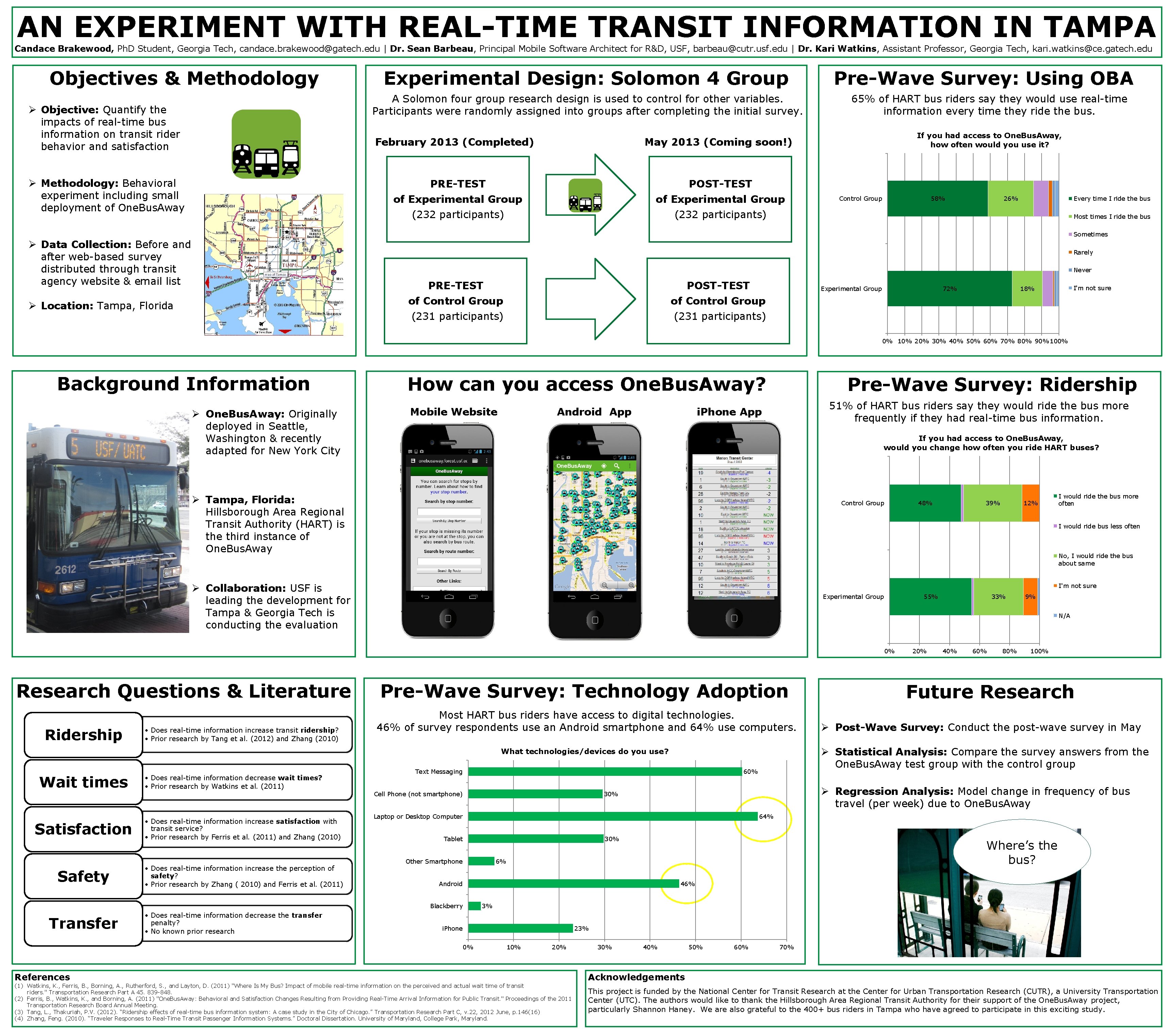 AN EXPERIMENT WITH REALTIME TRANSIT INFORMATION IN TAMPA