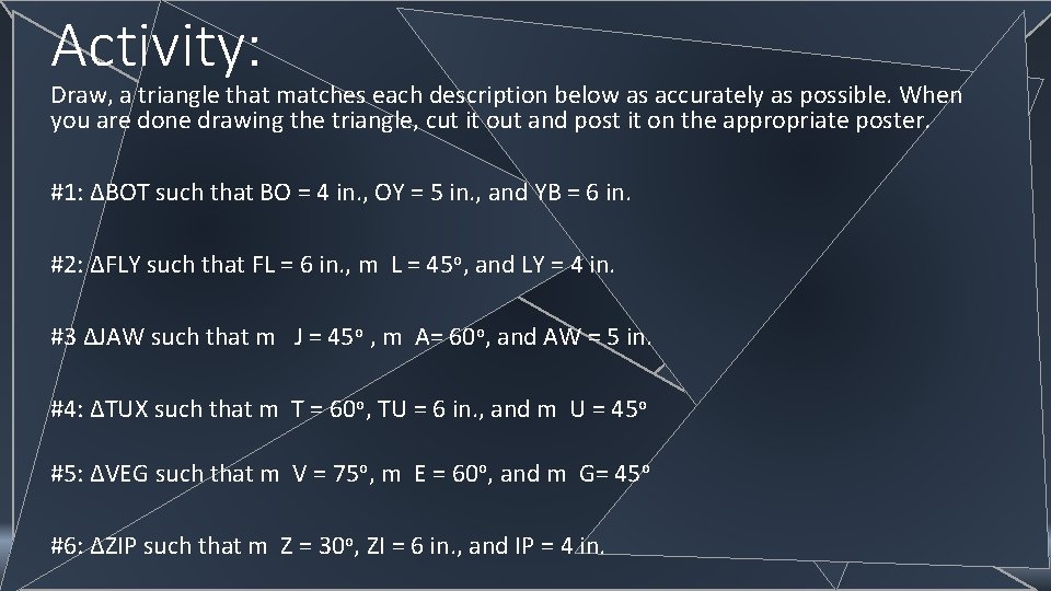 What does it mean for two geometric objects