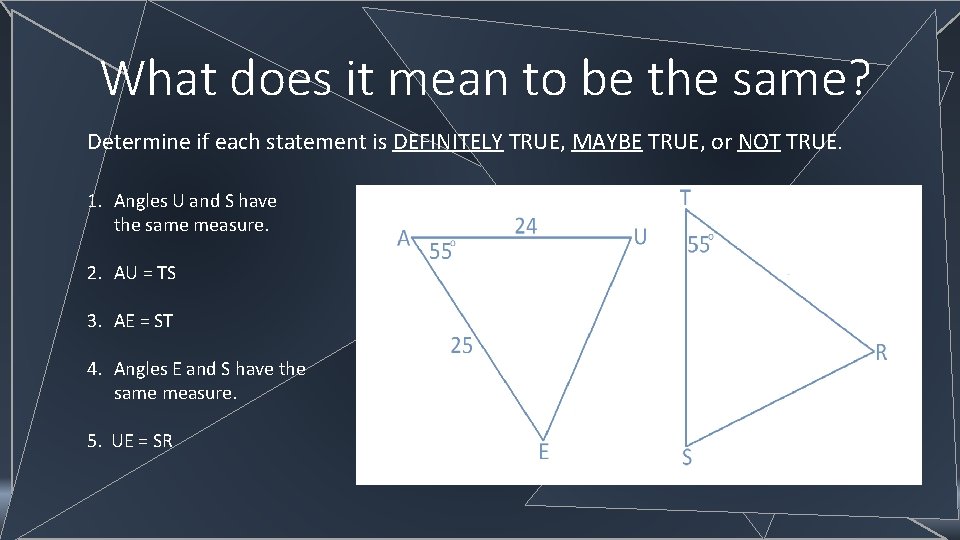 What does it mean for two geometric objects