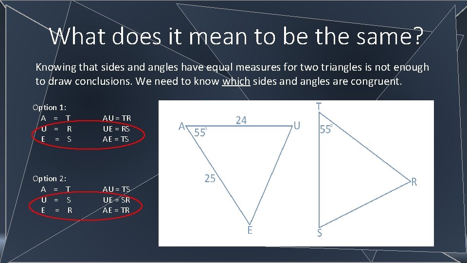 What does it mean for two geometric objects