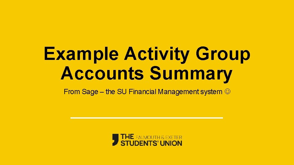 Example Activity Group Accounts Summary From Sage the