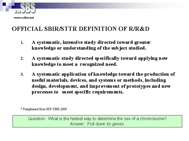 SBIR 101 Converting Your Innovation Into a Successful