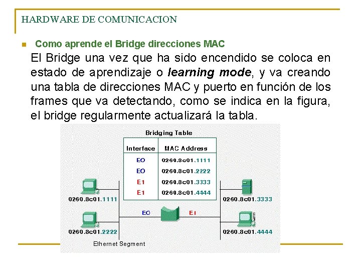 HARDWARE DE COMUNICACION HARDWARE DE COMUNICACION n Switch