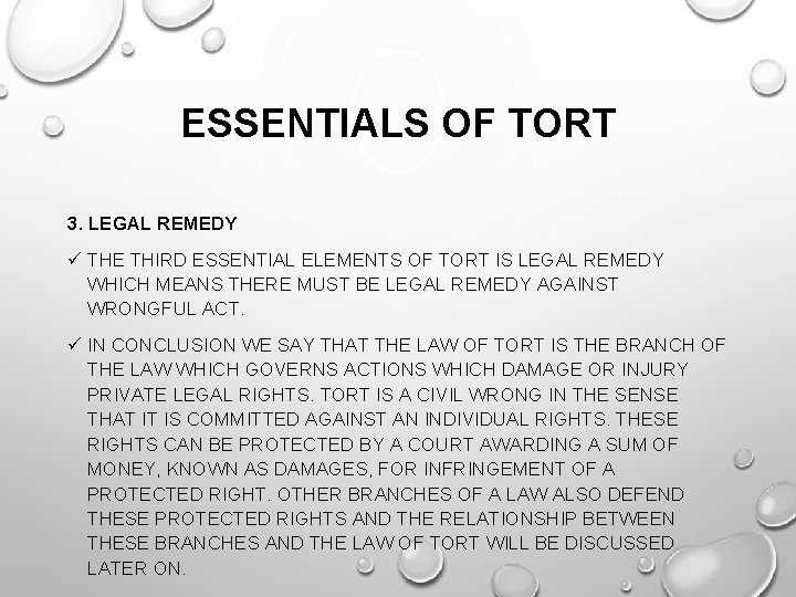 INTRODUCTION TO LAW OF TORTS WHAT IS TORT