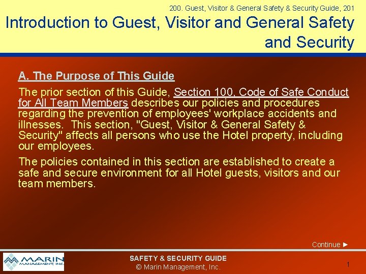 200 Guest Visitor General Safety Security Guide 201