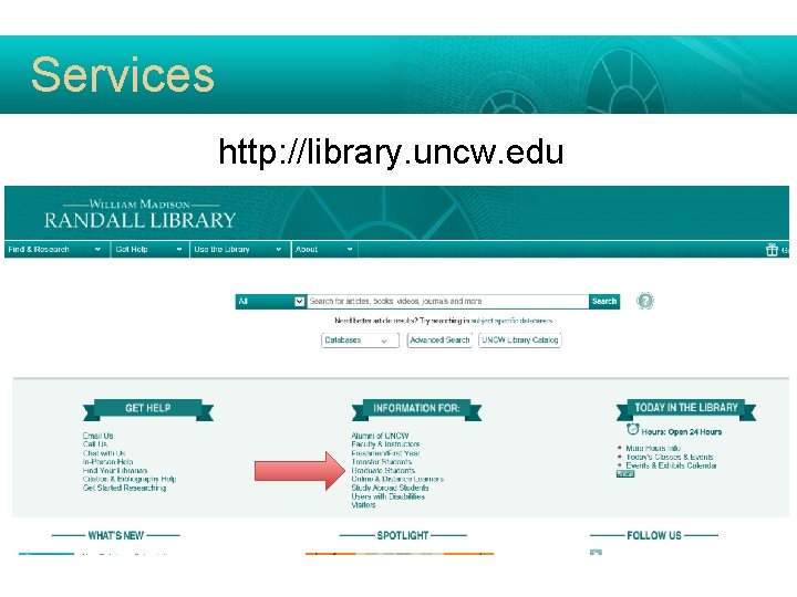 Introduction to Randall Library for Graduate Students Anne