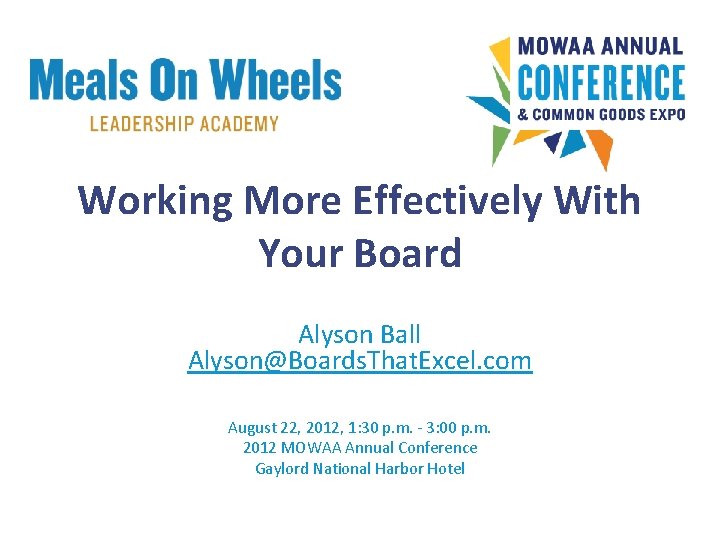 Working More Effectively With Your Board Alyson Ball