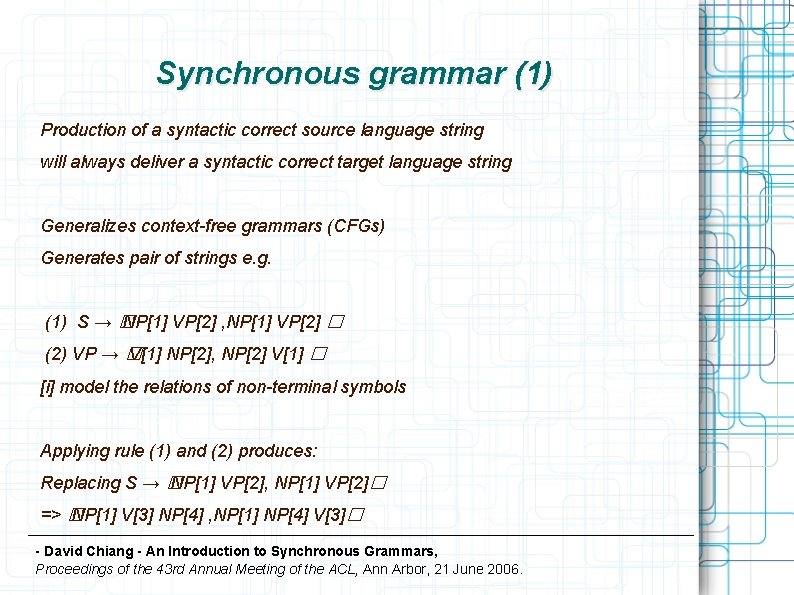 SYNTAX BASED MACHINE TRANSLATION UNDER GUIDANCE OF PROF