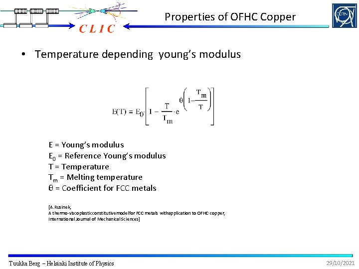 RF accelerating structures Simulation of diffusion bonding thermal
