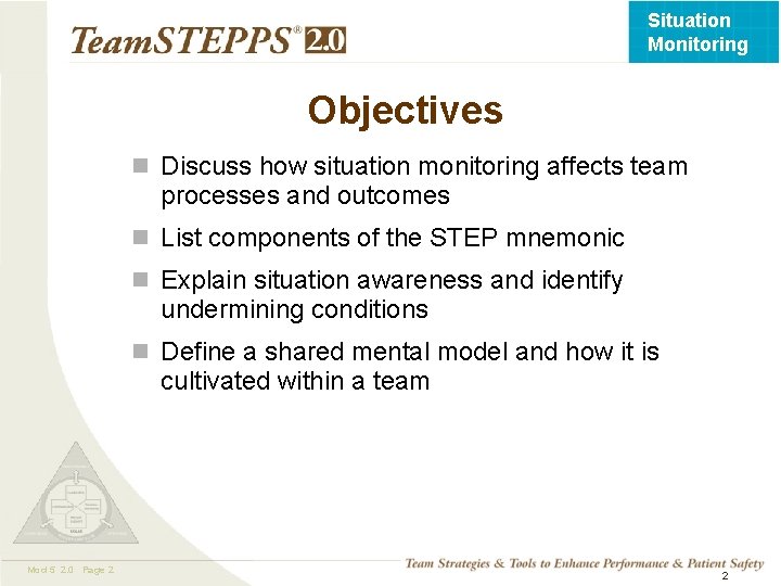 Situation Monitoring Situation Monitoring Objectives n Discuss how