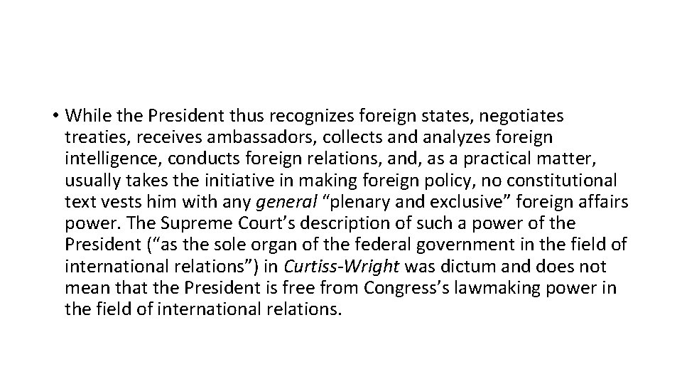 THE PRESIDENTS NATIONAL SECURITY POWERS SUMMARY OF BASIC