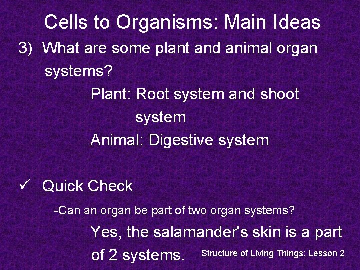 Life Science Unit Overview Chapter 1 Structure of