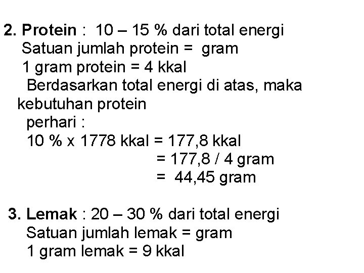 A Cara menghitung kebutuhan energi dan zat gizi
