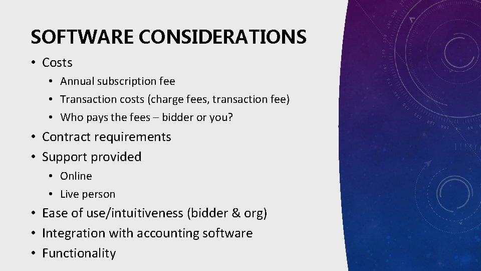 A BRIEF OVERVIEW ONLINE AUCTIONS GENERAL CONSIDERATIONS Softwareplatform