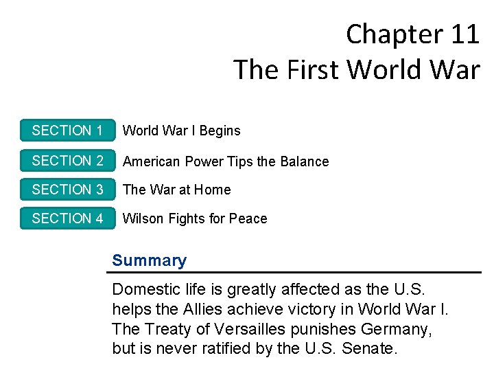 Chapter 11 The First World War SECTION 1