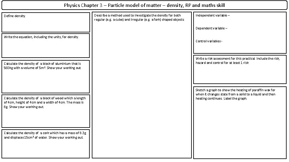 Physics Chapter 3 Particle model of matter particle