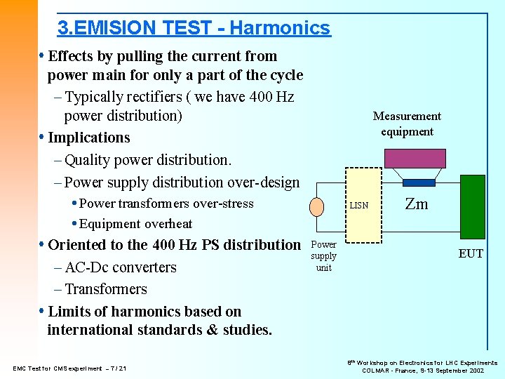Electromagnetic Compatibility Test for CMS Experiment Authors C
