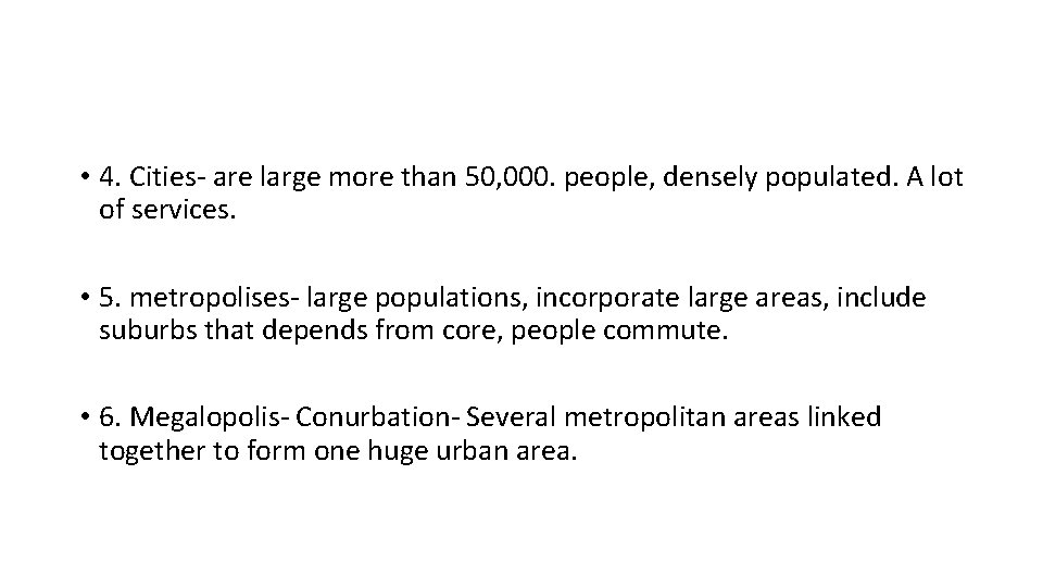 Urban Geography Vocabulary The Hierarchy of cities from