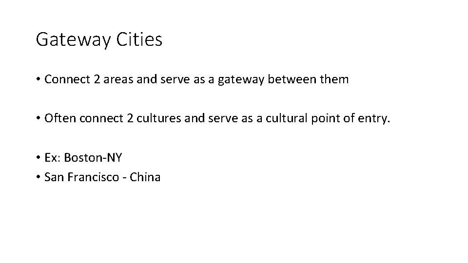 Urban Geography Vocabulary The Hierarchy of cities from
