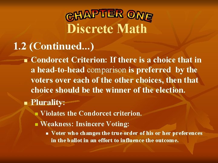 1 1 n n Discrete Math Preference Ballot