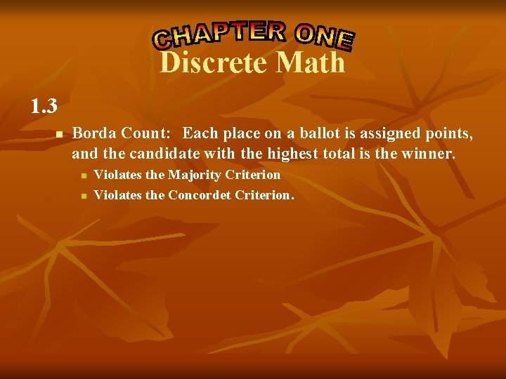 1 1 n n Discrete Math Preference Ballot