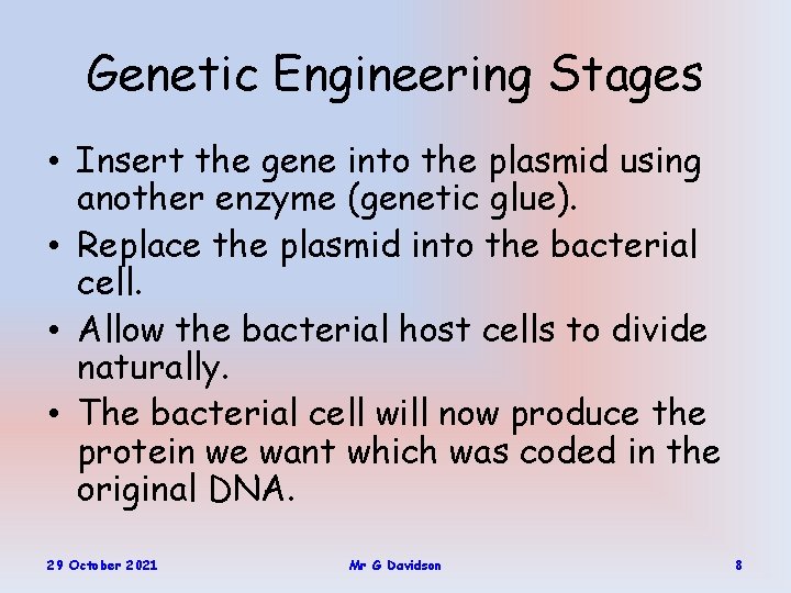 National 5 Biology M r Genetic Engineering G