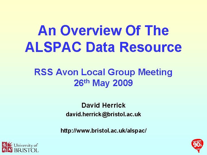 An Overview Of The ALSPAC Data Resource RSS