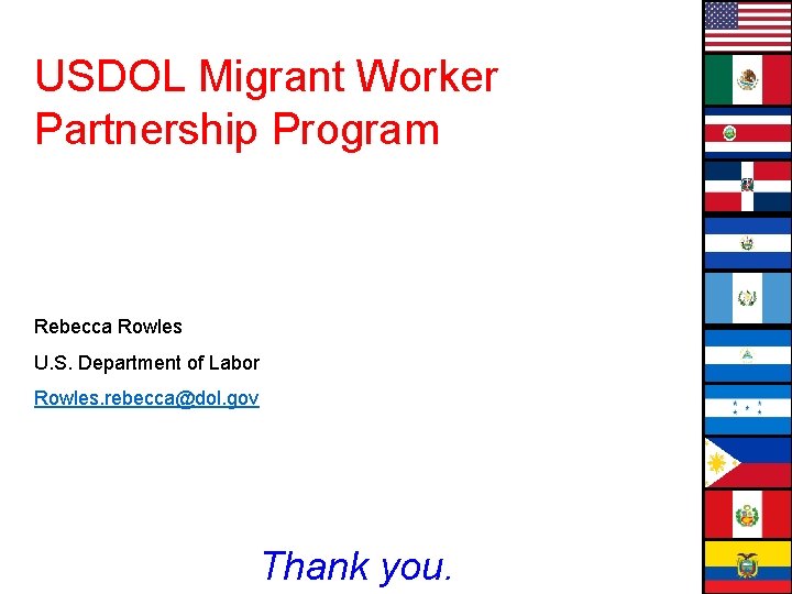USDOL Migrant Worker Partnership Program Rebecca Rowles U