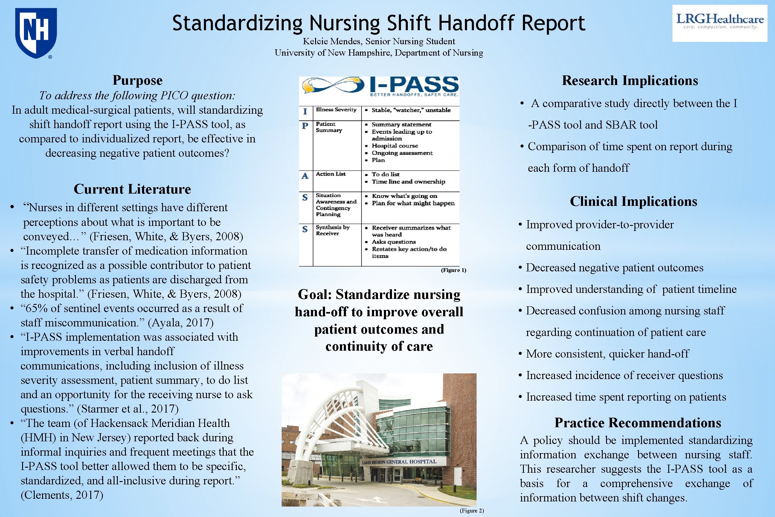 Standardizing Nursing Shift Handoff Report Kelcie Mendes Senior