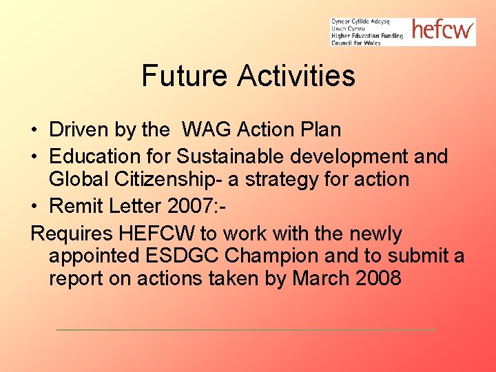 Sustainable Development and HEFCW EAUC Annual Conference 18