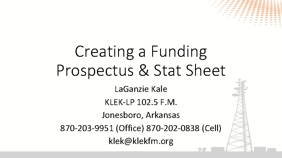 Creating a Funding Prospectus Stat Sheet La Ganzie