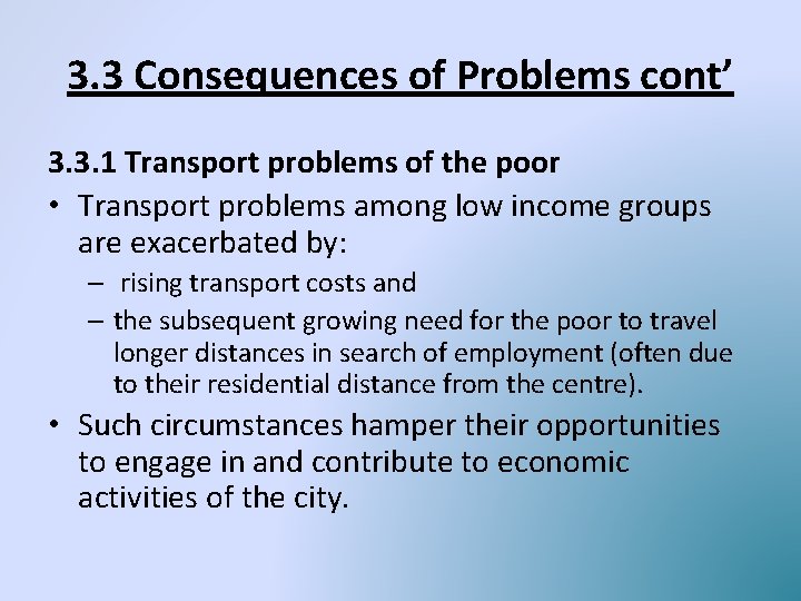 CHAPTER 3 URBAN TRANSPORT PROBLEMS GUIDELINES FOR PASSENGER