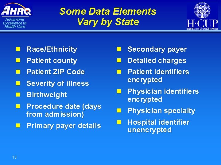 The Healthcare Cost and Utilization Project HCUP State