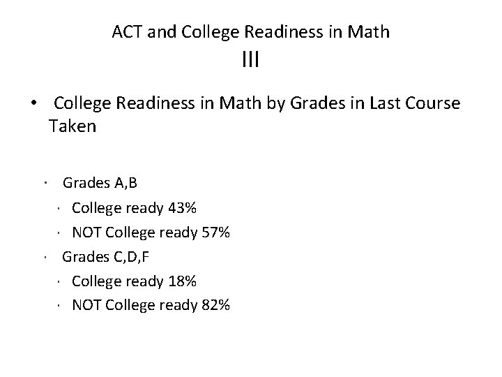ACT and College Readiness in Math I Based