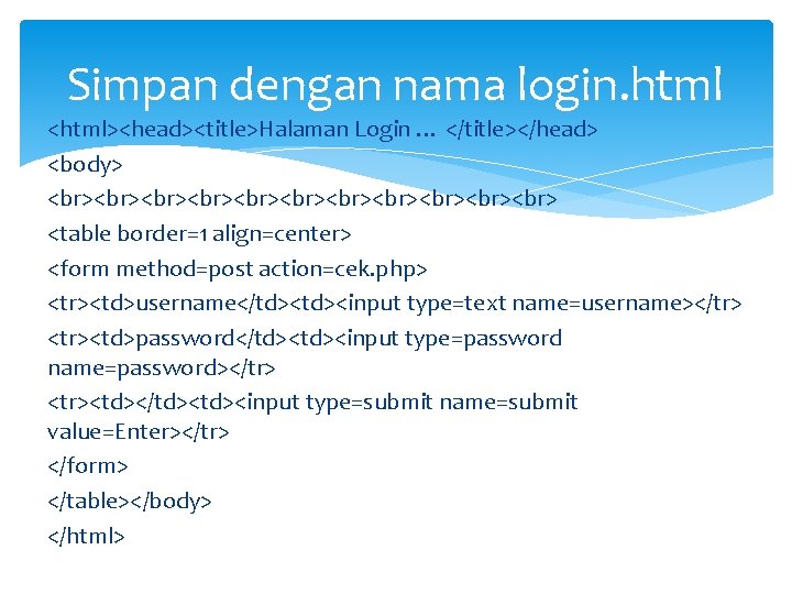 Membuat login php dengan session Simpan dengan nama