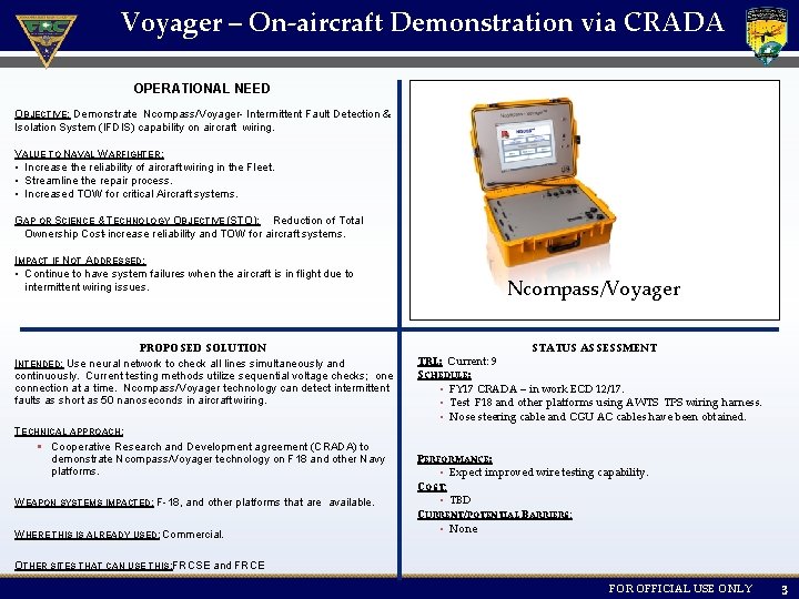 FRCSW Advanced Technology Innovation ATI Intermittent Wiring Initiatives