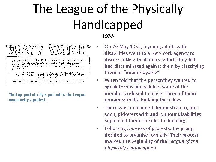 The League of the Physically Handicapped 1935 The