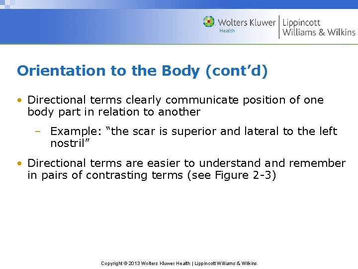 Chapter 2 The Body and Its Terminology Copyright