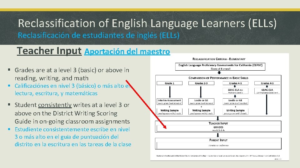 ELAC Reclassification of ELLs ELAC Reclasificacin de estudiantes