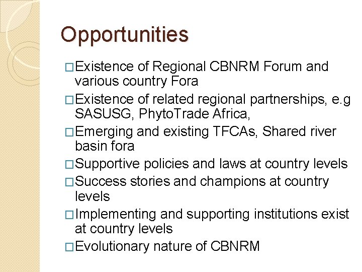 Sustainability in Southern Africa Conservation Partnerships SACP ...