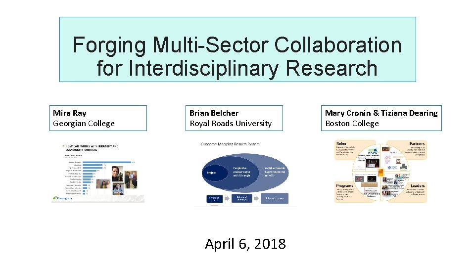 Forging MultiSector Collaboration for Interdisciplinary Research Mira Ray