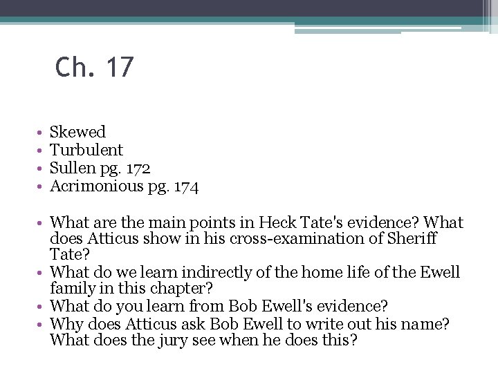 To Kill a Mockingbird Ch 16 31 Vocabulary
