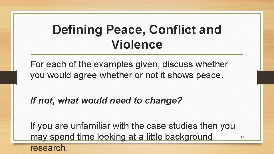 Defining Peace Conflict and Violence IB Global Politics