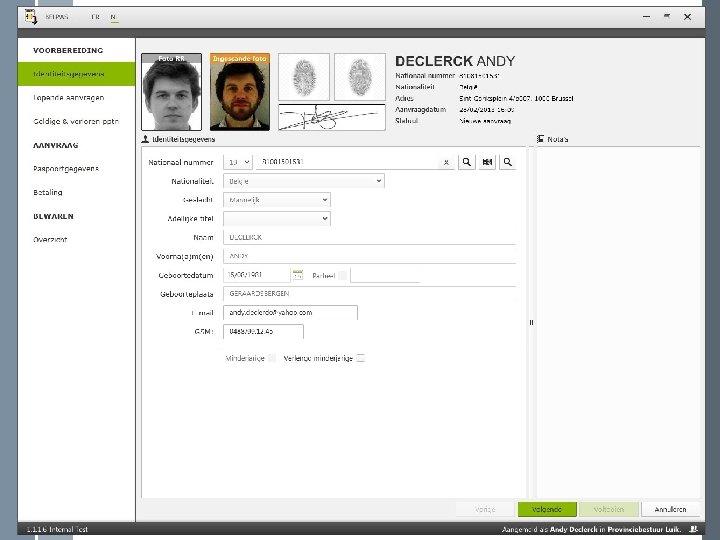 Belpas Biometrische paspoorten Inleiding Biometrie Opname van ...