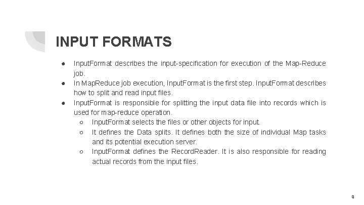 Map Reduce Types Formats and Features 1 Introduction