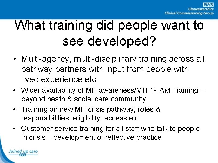 MENTAL HEALTH CRISIS TRAINING STAKEHOLDER EVENT January 22
