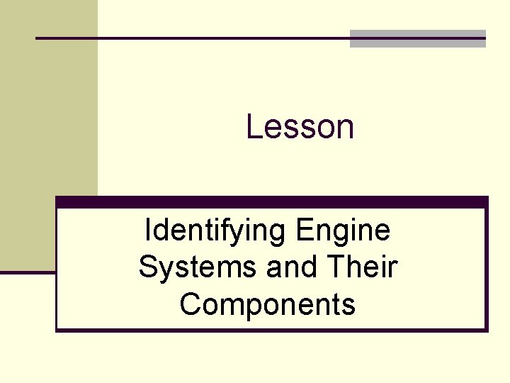 Lesson Identifying Engine Systems and Their Components Interest